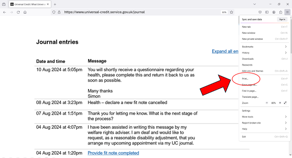 Getting journal entries from your online universal credit account | CPAG